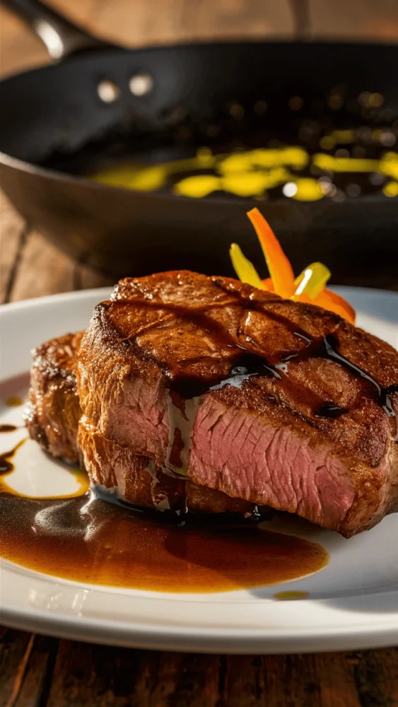 Pan Seared Steak Recipe with Demi-Glace Sauce | 30 Min